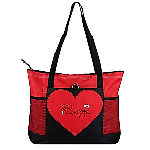 KRFITYA Personalized Nurse Tote Bag, CNA, RN, LPN Custom Heart Stethoscope Initials Gift Embroidered Medical Tote Bag