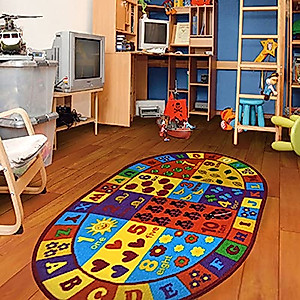 Furnish my Place 740 ABC with Numbers ABC Area Rug for Kids, Educational Alphabet Letter & Numbers, Multicolor (6'6"x9'2" Oval)