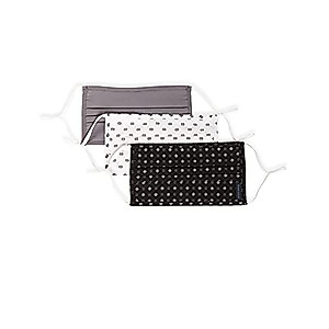 Perry Ellis Reusable Pleated Woven Fabric Face Masks (Pack of 3, Assorted Colors), Black/White/Gray Prints, 3 Count (Pack of 1)