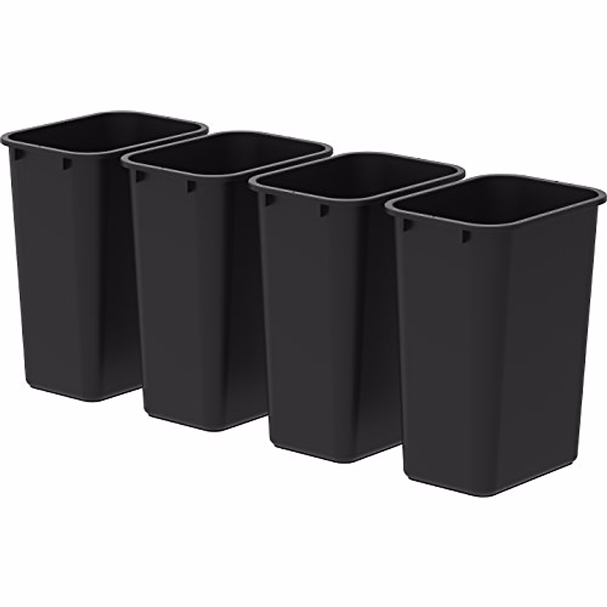 Storex Large/Tall Waste Basket, 15.5 x 11 x 20.75 Inches, Black, Case of 4 (00700U04C)