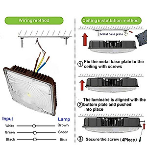 CYLED 100W LED Canopy Light Industrial Waterproof Outdoor High Bay Balcony Car Park Lane Gas Station Ceiling Light Equivalent 250W HID/HPS 6500 Lm 6000K DLC Qualified