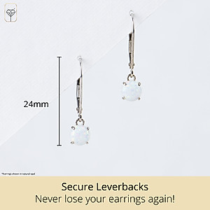 MAX + STONE 925 Sterling Silver 6mm Round March Birthstone Aquamarine Dangle Earrings for Women with Leverbacks