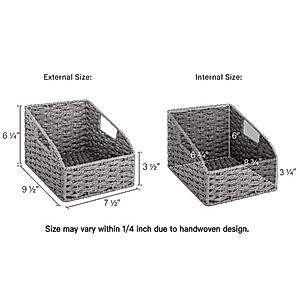 StorageWorks Storage Baskets, Rectangular Wicker Baskets with Built-in Handles, Decorative Storage Boxes