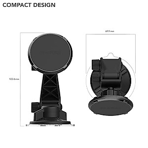 Rokform - Adjustable Magnetic Windshield Phone Mount, Compatible with All Cases and MagSafe Phones and Cases, Secured by Strong Suction Cup Base, 210° of Tilt and 360° of Rotation (Black)