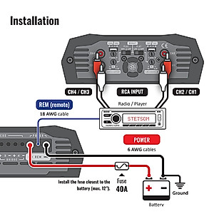 Stetsom Bravo HQ 800.4 Multichannel Car Audio Digital Amp - 2 Ohms Stable, 800 Watts RMS, 4 Independent Channels, Variable Crossover, Full Range, Car Stereo ds Bridge Speakers 800x4, RCA & High Input