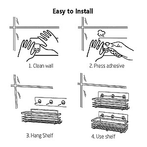 Orimade 2-Pack Adhesive Shower Caddy bundle with 3-Pack Shower Organizer