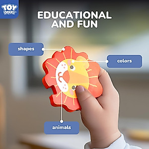 TOY Life Wooden Puzzles for Toddlers 1-3, Animals Toddler Puzzles, Puzzles for Toddlers 2-4, Wood Puzzles Educational Montessori Toys Gifts for 1 2 3 Year Old, Baby Puzzles 12-18, Kids Learning Toy