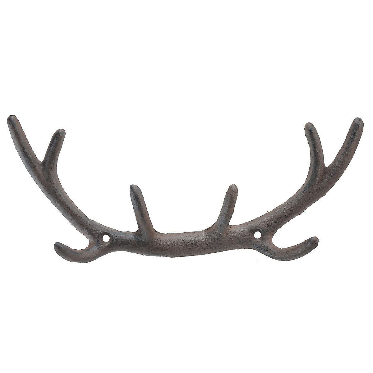 FLAG EMOTES Wall Mount Coat Rack Deer Antler Tine Hooks 12" Wide Heavy Duty Cast Iron