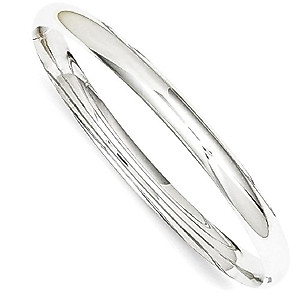 IceCarats 14K White Gold 6mm Hinged Bangle Bracelet