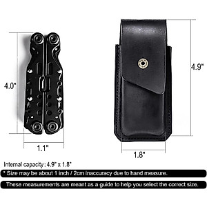 Gentlestache Leather Knife Sheath for Belt, EDC Leather Belt Organizer, Belt Sheath for Multitool and Flashlight, Color Black