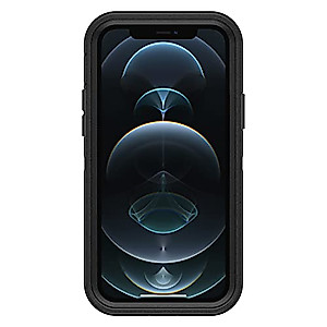 OtterBox iPhone 12 and 12 Pro Defender Series Case - Single Unit Ships in Polybag, Ideal for Business Customers - BLACK, rugged & durable, with port protection, includes holster clip kickstand