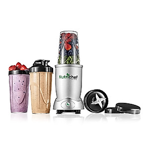 NutriChef Personal Electric Single Serve Blender - 1200W Professional Kitchen Countertop Mini Blender Shakes and Smoothies w/ Pulse Blend, Convenient , Portable 10 & 24 Oz Cups - NutriChef NCBL12