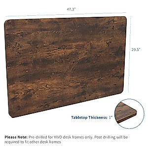 VIVO Universal 48 x 30 inch Solid One-Piece Table Top for Standard and Sit to Stand Height Adjustable Home and Office Desk Frames, Rustic Vintage Brown, DESK-TOP48-30N