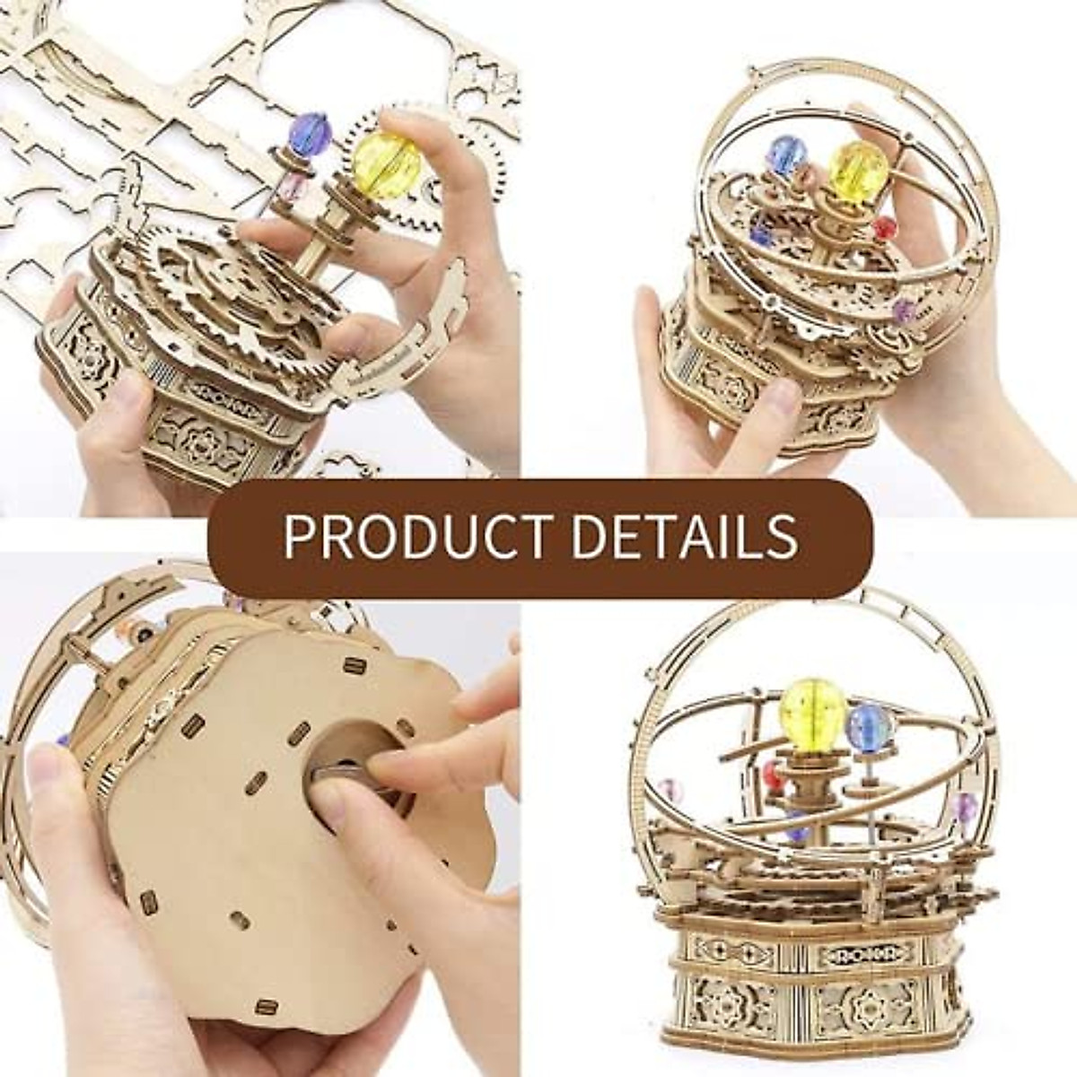 ROKR 3D Wooden Puzzles for Adults Mechanical Music Box-Starry Night, DIY Rotating Music Box Model Building Kits for Teens, DIY Crafts/Hobbies/Gifts Desk Decor for Boys Ages 14+ (Starry Night)