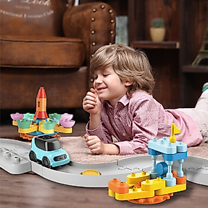 BOTZEES Coding Train Set for Toddler Train Sets for Kids Car Train Toys Tracks Fits for Girls & Boys Ages 2+（147 Pieces）