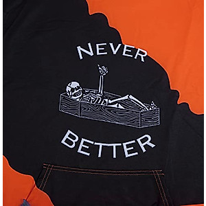 LUKYCILD Halloween Sweatshirts for Women Never Better Skeleton Shirt Long Sleeve Spooky Season Sweatshirt Skeleton Shirt