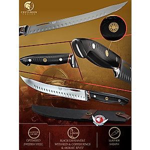 Dalstrong Butcher Knife - 10 inch - Centurion Series -G10 Handle Meat Kitchen Knife - Razor Sharp Bundle with Honing Rod - 8 inch - Centurion Series G10 Handle Kitchen Utensils