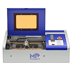 Monport 40W Laser Engraver, 40W Lightburn (8" X 12") CO2 Laser Engraver & Cutter with Red Dot Guidance, 3 LED Monitor Display and Water Cooling System