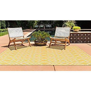 Jill Zarin Outdoor Collection Area Rug - Turks and Caicos (7' 10" x 10' Rectangle Yellow Ivory/Ivory)