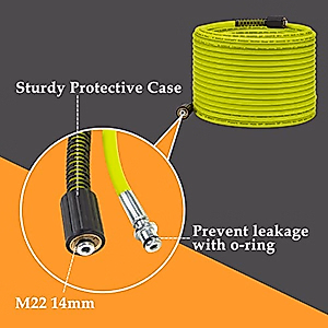 M MINGLE Pressure Washer Hose 50 FT x 1/4" - Replacement Power Wash Hose with Quick Connect Kits - High Pressure Hose with M22 14mm Fittings - 3600PSI
