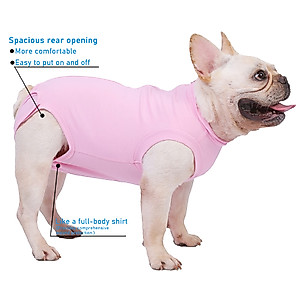 Caslfuca Dog Surgery Recovery Suit - After Spay, Abdominal Wounds Post Surgical Recovery, Anti Licking Breathable Dog Onesies for Small, Medium & Large Pet, Alternative Bandages Cone E-Collar