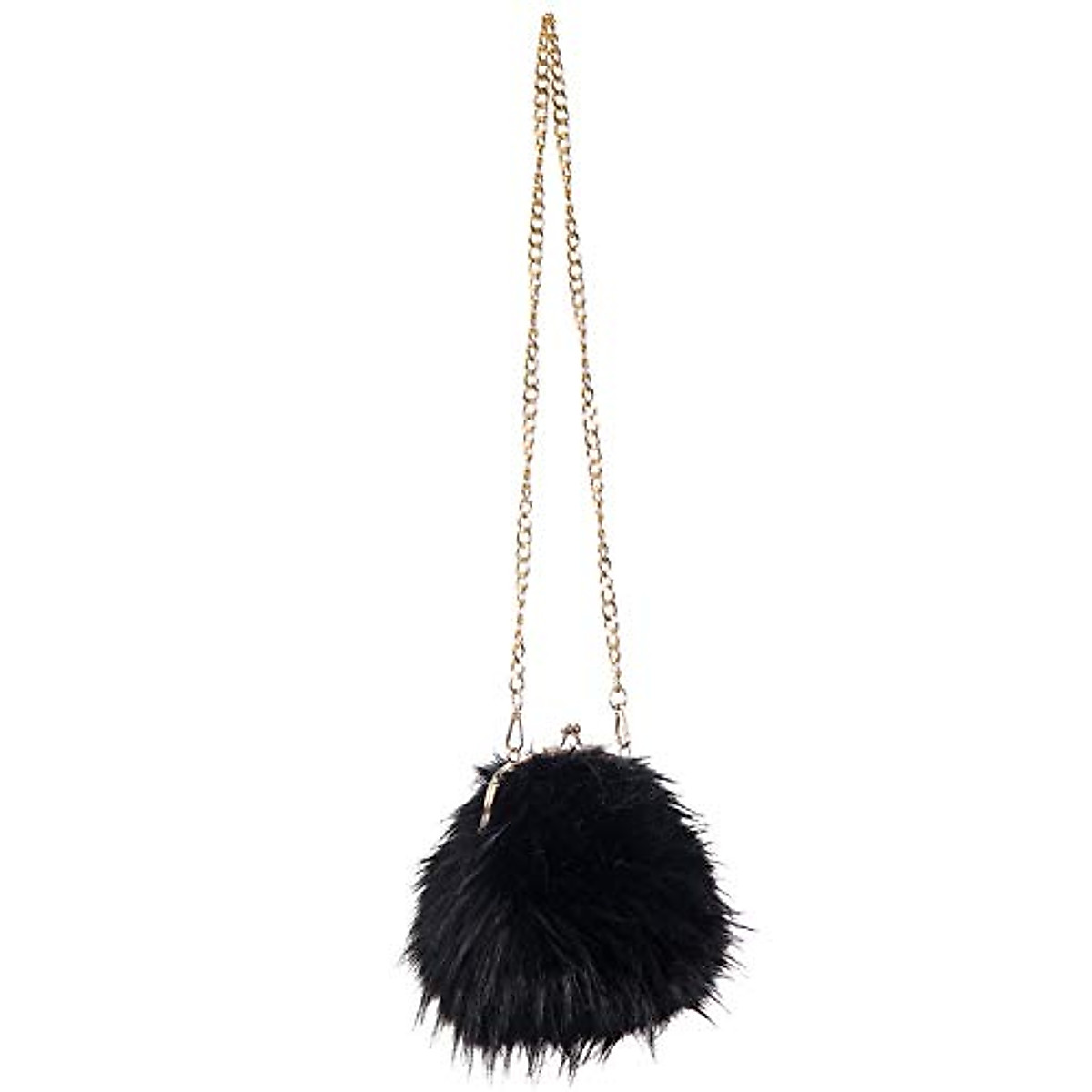 FHQHTH Faux Fur Purse Fashion Clutch Handbag Shoulder Vintage Evening Bags for Women [Black]