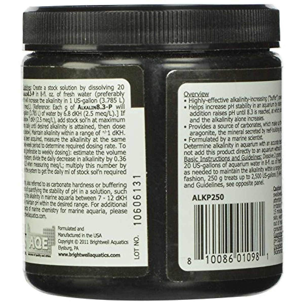 Brightwell Aquatics Alkalin8.3-P - Alkaline KH Buffer Powder for All Marine and Reef Aquariums, 250-g