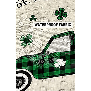 Outdoor Pillows 16x16 Waterproof Outdoor Pillow Covers, St Patrick's Day Shamrock Truck Polyester Throw Pillow Covers Garden Cushion Decorative Case for Patio Couch Decoration Set of 2, Spring Clovers