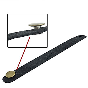 Genuine Leather Acoustic Guitar Strap Button - Single Strap(Black with Gold Button) 2 PCS - by PPX