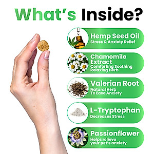 Hemp Calming Chews for Dogs - Dog Calming Chews - 170 Anxiety Relief Treats - Hemp Oil - Dog Calming Treats - Sleep Calming Aid - Advanced Calming Health Joint Support Supplement - Separation, Barking