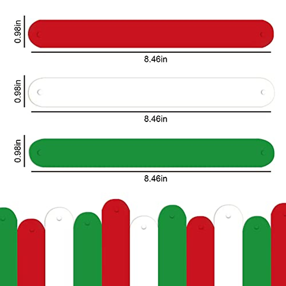 ZUYYON 9 Pcs White Red Green Silicone Flip Wraps Silicone Covered Metal Strips Gift Wrap Roll Holder Wrapping Paper Poster Holder Stabilizer Slap Bands for Storage Organization