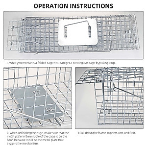 Jahy2Tech Collapsible Cat Trap 26"x10"x9" Steel Humane Live Animal Trap for Rabbits, Stray Cat, Squirrel, Raccoon, Opossum, Gopher, Chicken