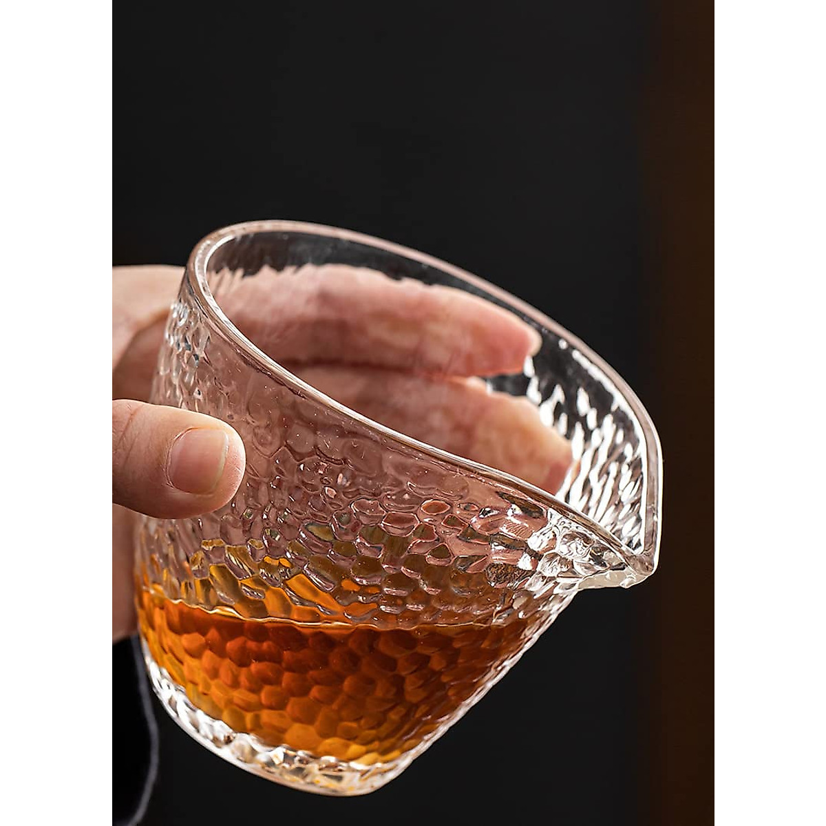 Gongfu Tea Tea Set 8pcs Gaiwan Teacup Tea Cup Clear High Borosilicate Glass Hammer Technology for Home Office