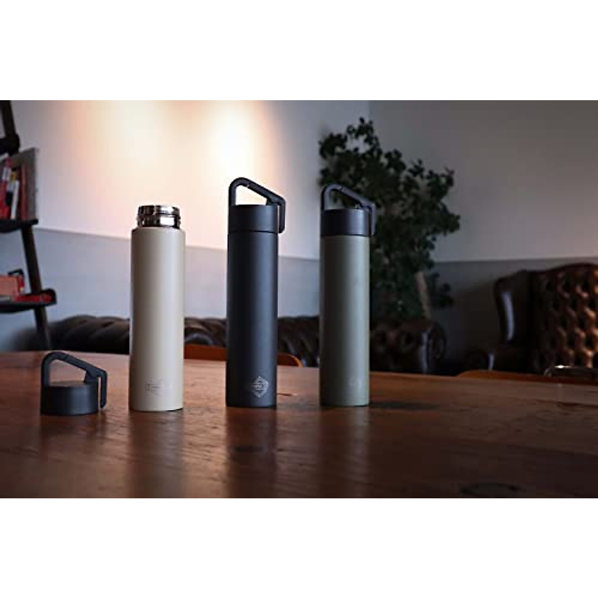 Poketle Personal Insulated Bottle with Hanging Carabiner, Outdoor Portable Bottle, Tall 180ml, Charcoal Gray