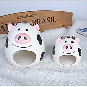 Gigicloud Ceramic Hamster House Summer Cooling Ceramic Nest Cartoon Cow Mini Pet Hideout Hamster Cave Cooling House NES for Hamster Golden Bear Rats Guniea Pig
