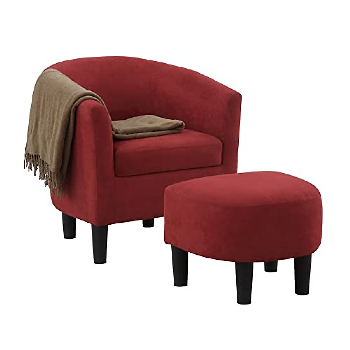 Convenience Concepts Take a Seat Churchill Accent Chair with Ottoman, Red Microfiber