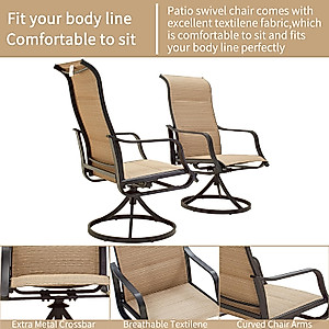 PatioFestival Patio Dining Chairs Textilene Outdoor High Back Swivel Rockers with All Weather Frame (Beige,Set of 2)