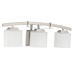 Hampton Bay 15041 Architecture 3-Light Brushed Nickel Vanity Light