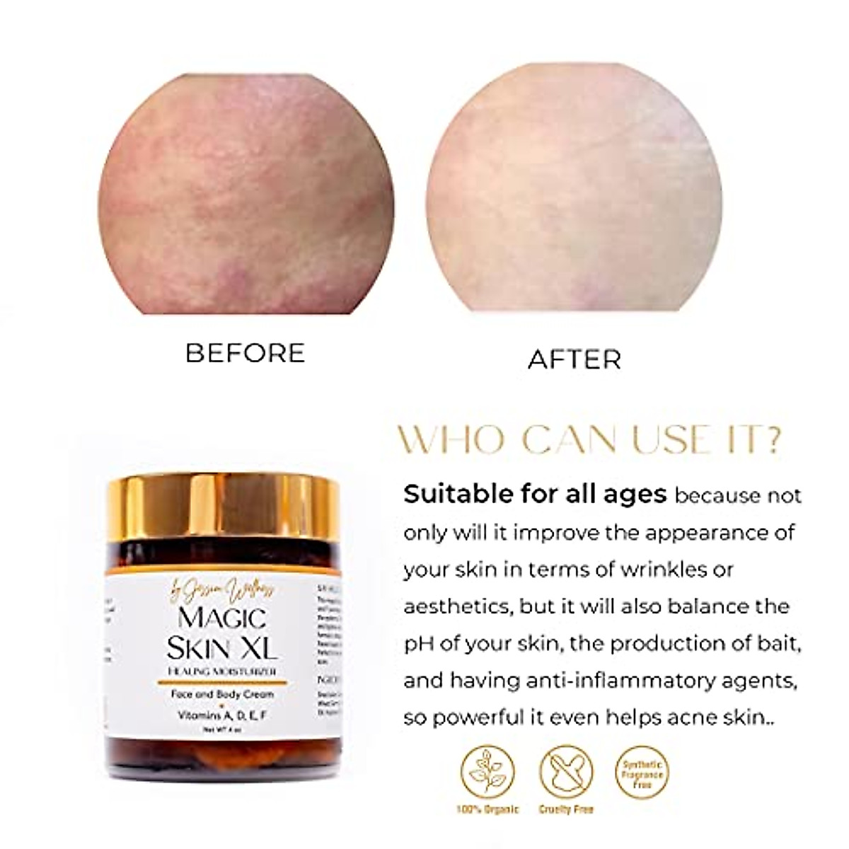 JESSICA WELLNESS – Magic Skin Moisturizer Cream for Sensitive Skin, Dry Skin and Other Skin Types, Face and Body Skin Moisturizer for All Ages (2 oz)