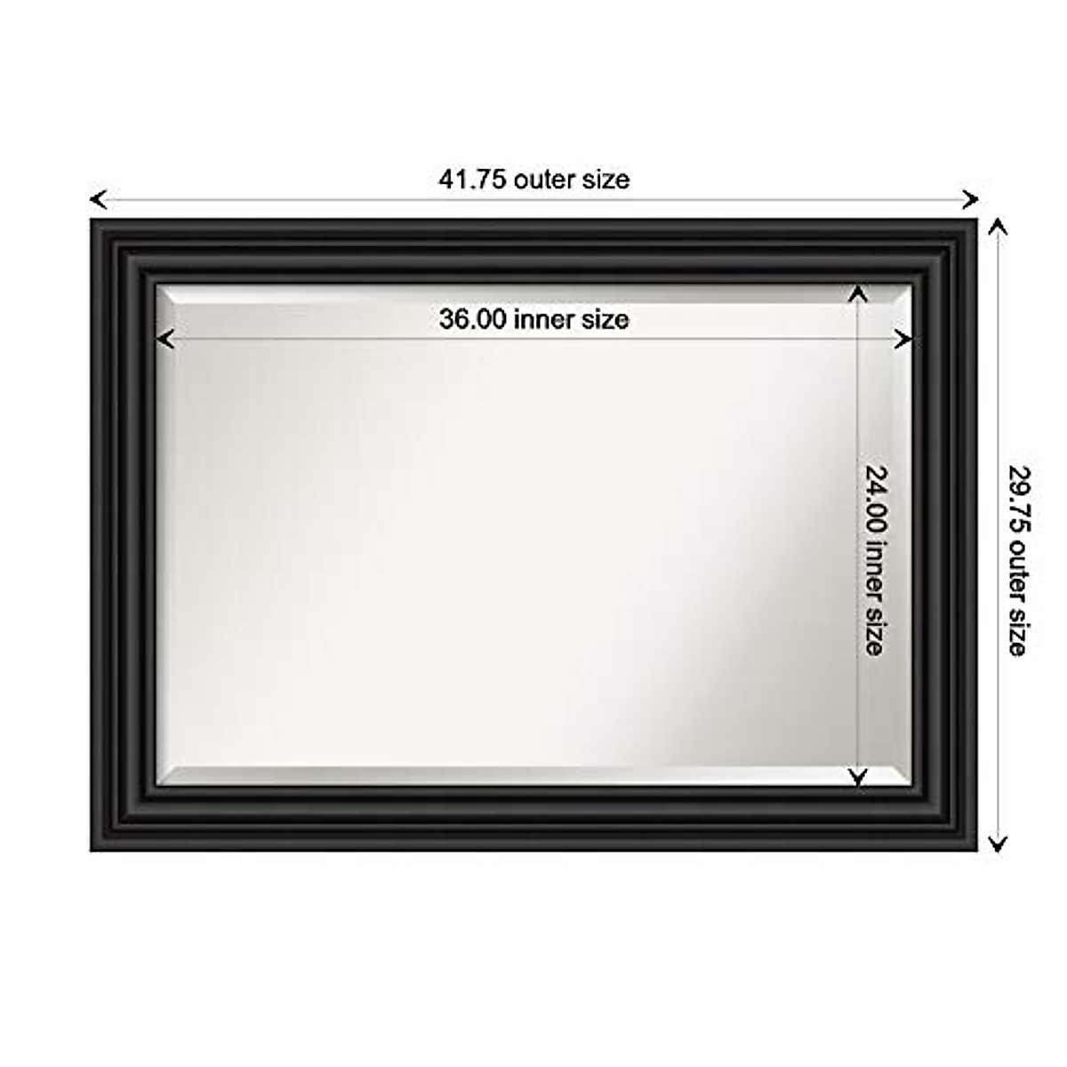 Amanti Art Beveled Bathroom Mirror (30 x 42 in.), Colonial Black Frame - Wall Mirror Black, Large