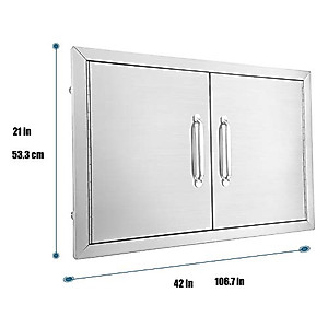 Karpevta Outdoor Kitchen Doors 42"W X 21"H BBQ Double Access Door - Stainless Steel Wall Construction Vertical Door for Outdoor Kitchen Grilling Station or Commercial BBQ Island