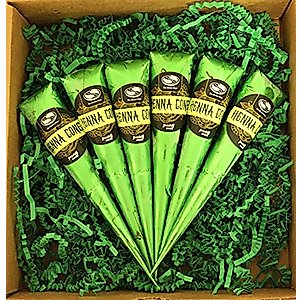 The Henna Guys 100% Natural Ready to Use Henna Cones For Redish Brown Hair Dye - Perfect for Spot hair coloring 6 Pack.