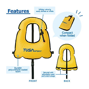TUSA Sport Snorkeling Vest, Adult, Yellow, SV-4500