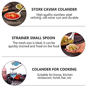 jojofuny 2 Pack Small Slotted Spoons Spherification Spoon Durable Stainless Steel Caviar Spoon Cooking Gadgets Caviar Box Spherification Kit for Soup Cereals Dips Sauces Stews, Silver