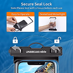 UNBREAKcable Waterproof Phone Pouch Case- 2 Packs[IPX8 Waterproof] [Sensitive Touch] [Up to 7"] Phone Holder Dry Bag Underwater Phone Case for iPhone 14 13 12 Pro Max Plus Mini, Samsung(Black+Black)