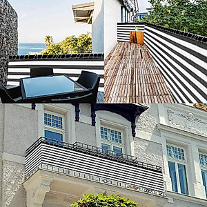 Vocray 3' x 16' Grey White Balcony Privacy Screen Fence Cover UV Resistant Protection Heavy Duty for Deck, Patio, Backyard, Railing Shield, Cable Ties Included, 90%