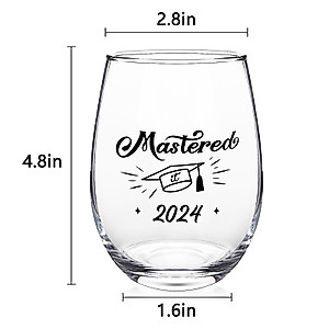 Futtumy Graduation Gift, Mastered it 2023 Stemless Wine Glass 17oz, Graduation Wine Gift for Him Her College and High School Graduates, College Graduation Gift 2023 Graduation Gift MBA Graduation Gift