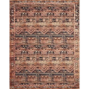 Loloi Layla 7'-6" x 9'-6" Area Rug in Mocha / Blush - Thick Area Rug, Soft Area Rug with, Vintage Inspired Distressed Design, Low Pile, Non-Shedding, Easy Clean, Durable Living Room Rug