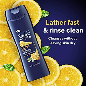 Suave Men Body Wash for Men Citrus & Sage Bodywash with Energizing, Clean Scent 15 oz