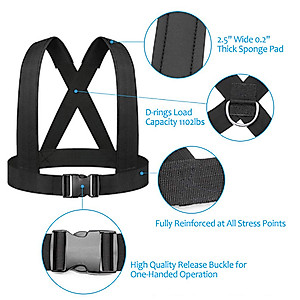 Sunsign Multi-Purpose 5-Pcs 6.6FT Sled Harness Kits Pulling Tires Sleds Parachutes for Sprinting Football Lacrosse Baseball Soccer Power Pulling Resistance Speed Agility Training
